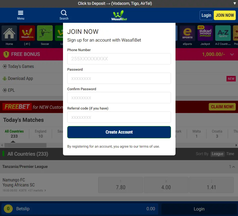 Wasafi Bet in Tanzania: Sign Up Now & Claim Welcome Bonus!